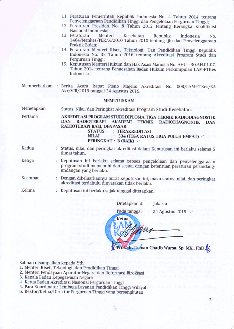 ATRO BALI Akreditasi DIII TEKNIK RADIODIAGNOSTIK DAN RADIOTERAPI - ATRO ...